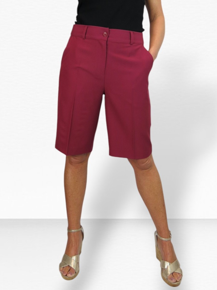 Ladies High Waist Tailored Knee Length Shorts Summer Smart Casual Day ...