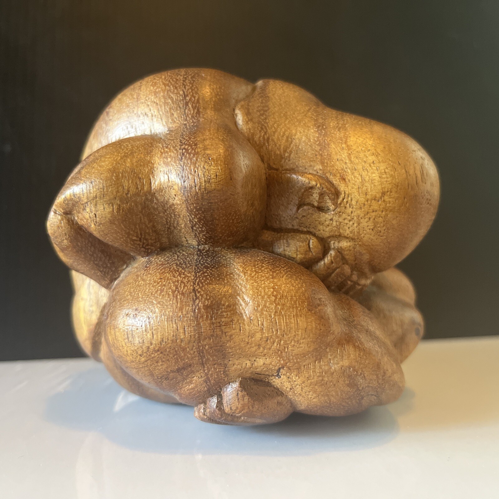 Sacred Weeping Buddha Sculpture Figurine Statue Yogi Solid Wood Asian ...