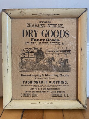 19th C. Charles Sterns Dry Goods & Clothing Advertisement Period Frame ...