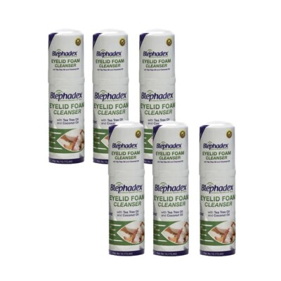 6 Pack Blephadex Eyelid Foam Cleanser includes Tea Tree Oil & Coconut ...