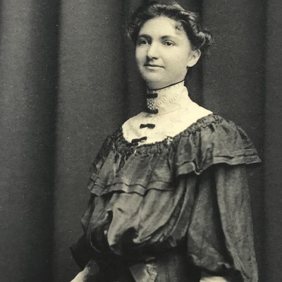 Vintage Black and White Photo Young Woman Old Timey Standing Studio ...