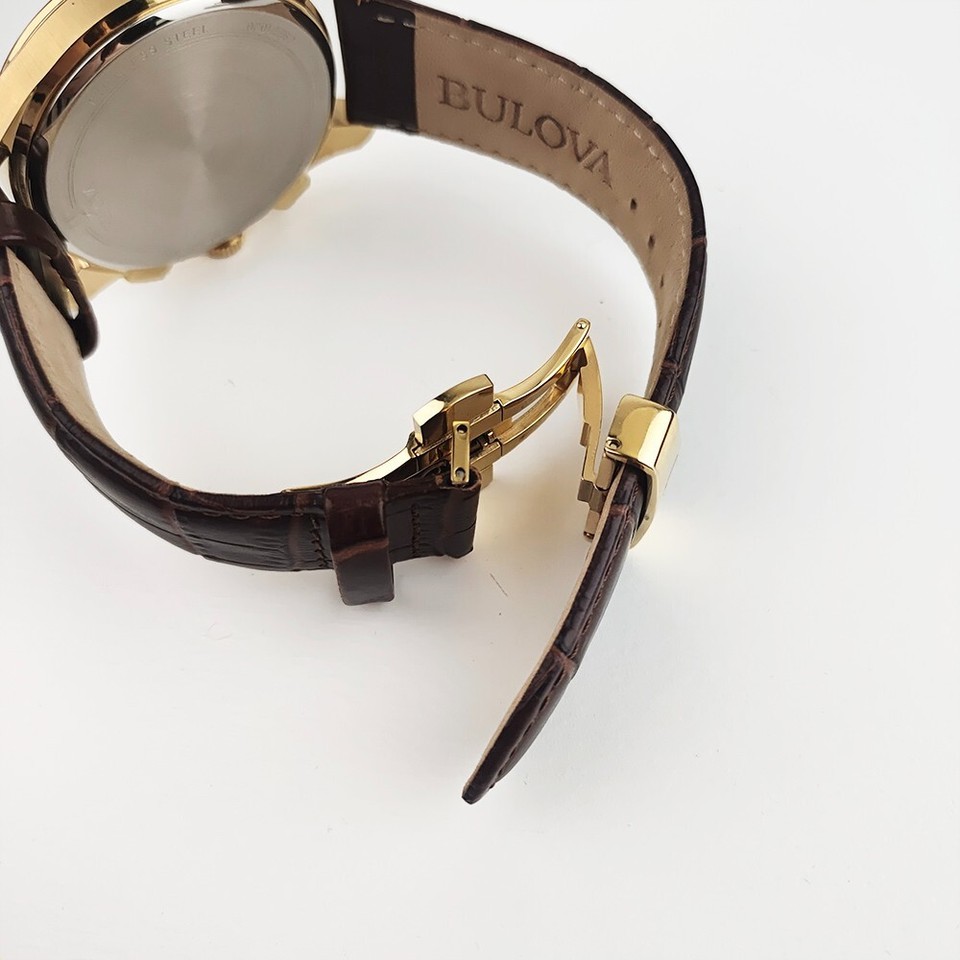 Bulova Wilton 97B169 Classic White Dial Brown Leather Quartz Men's ...