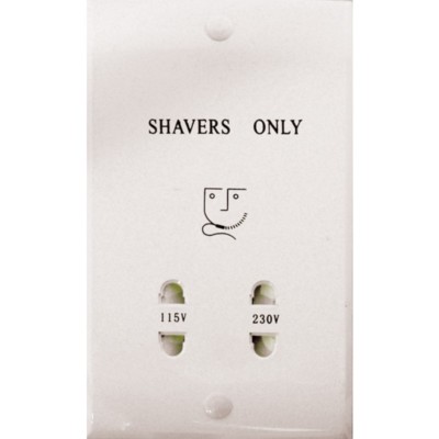 White Dual Voltage Shaver Socket 115V / 230V for bathroom, toilet ...
