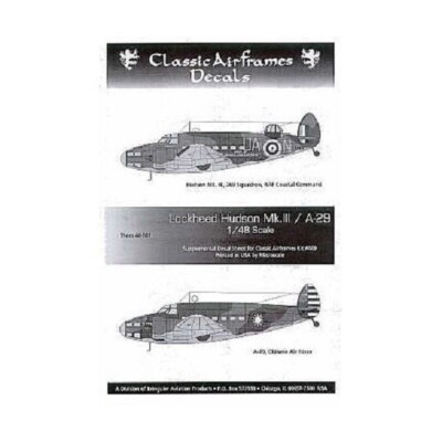 Classic Airframes 1/48 Lockheed Hudson Mk.III / A-29 decals 48001 | eBay