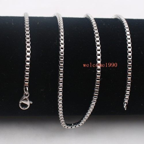 A dozen（12pcs) Box Link Chain Stainless steel Necklace Silver 18''-32 ...