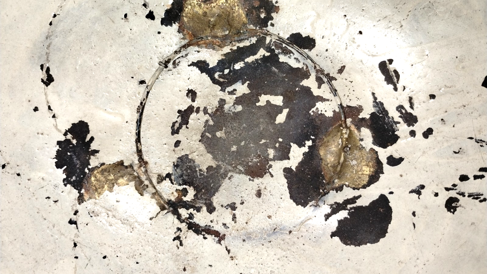 WWI German Stalhelm with Original Camouflage Helmet with post war liner ...