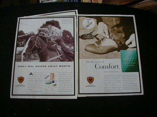 Vintage lot of 5 Ariat boots magazine print ads 1995-1997 cowboy boot ...