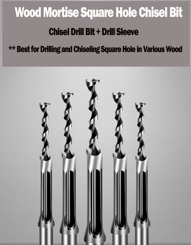 Square Hole Drill Bit 7/16" Woodworking Mortise Hollow Chisel Drill Bit ...