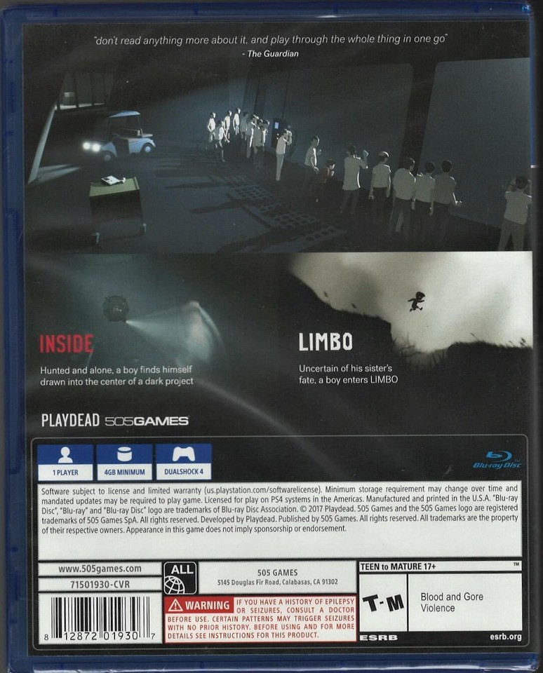 Inside Limbo Double Pack PS4 (Brand New Factory Sealed US Version ...