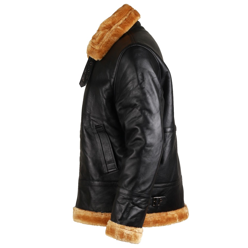 Mens B3 Bomber Sheepskin Shearling Jacket Fur Thick Sheepskin Flight ...