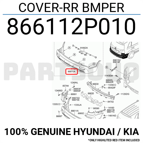 866112P010 Hyundai Coverrr Bumper Genuine OEM Part for sale online | eBay