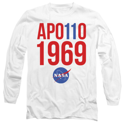NASA Long Sleeve T-Shirt Apollo 11 1969 White Tee | eBay
