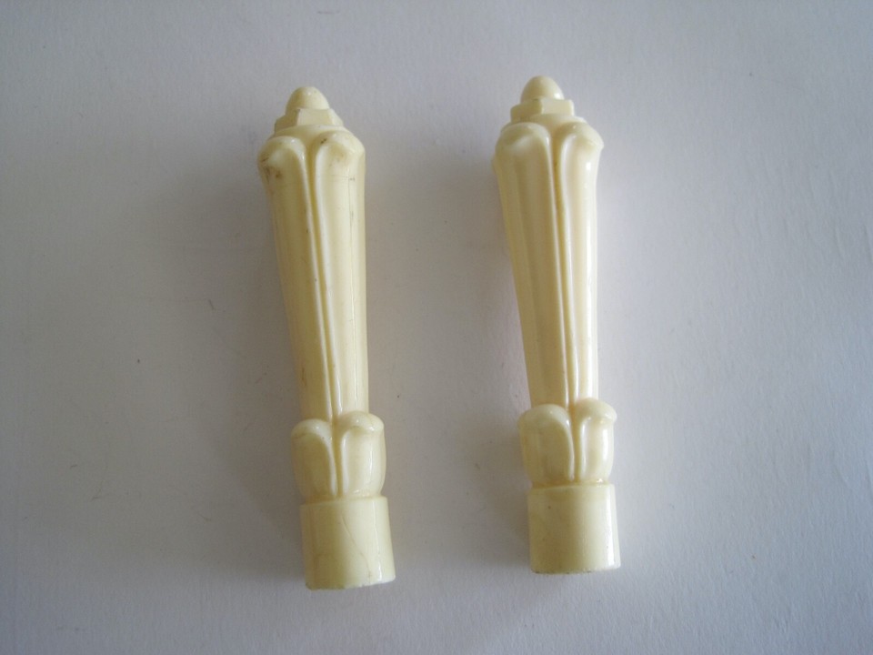 FINIALS ANTIQUE BAKELITE CREAM Lily Motif Art Deco Pair 3" | eBay UK