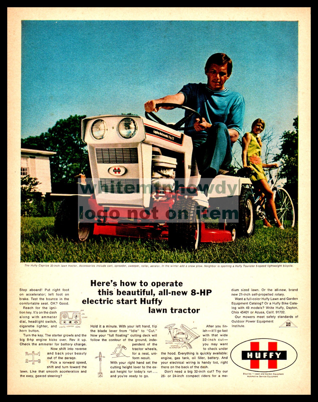1970 HUFFY Caprice 32" Riding Lawn Mower Tractor Vintage PRINT AD | eBay