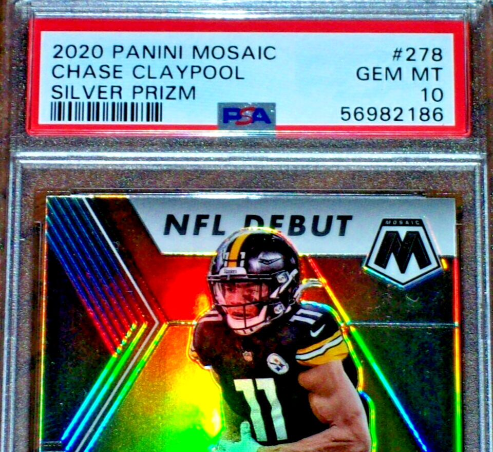 2020 Chase Claypool rookie #278 Pan. Mosaic Sil Prizm PSA 10 Pittsburgh ...