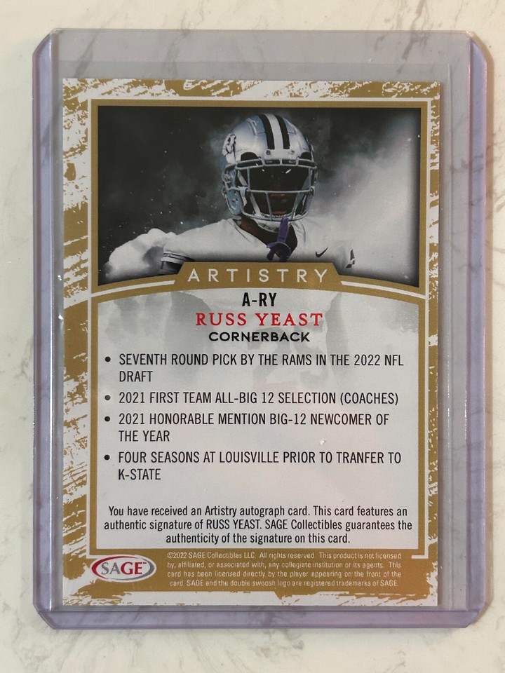 Russ Yeast Auto Artistry Sage 2022 Autograph | eBay