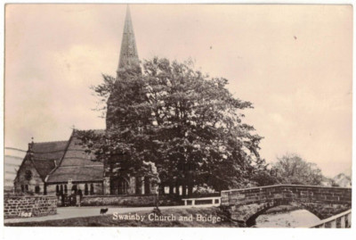 1935 Real Photo PC: Holy Cross Church & Bridge – Swainby, Yorkshire ...