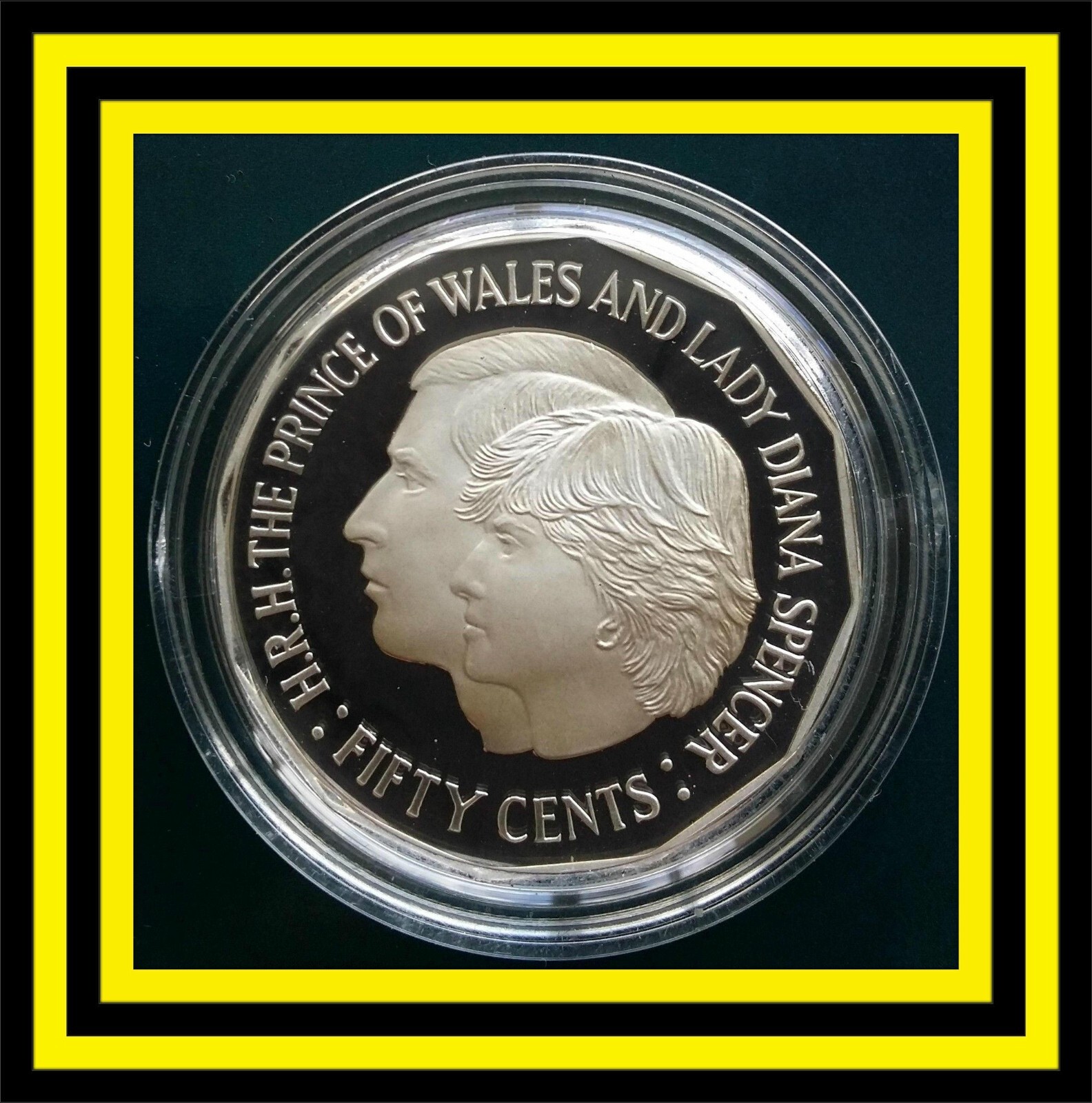 1989 50c SILVER PROOF COIN "PRINCE OF WALES AND LADY DIANA SPENCER ...