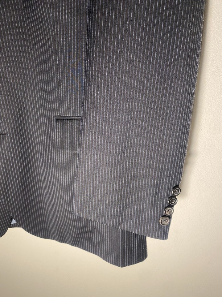 Hugo Boss Mens 2 Piece Wool Suit Super 120”s Striped Size 38R Pants ...