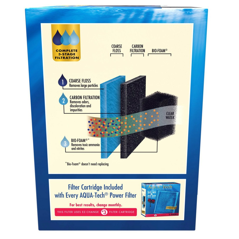 Aqua-Tech 20-40 ULTRA QUIET POWER FILTER 3-Stage Water Filtration ...