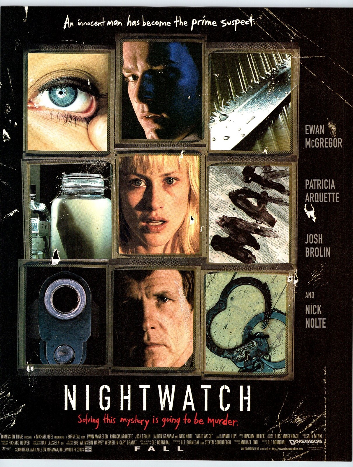 1996 PATRICIA ARQUETTE NIGHTWATCH MOVIE AD 8.5"X11" Magazine Page Clip ...