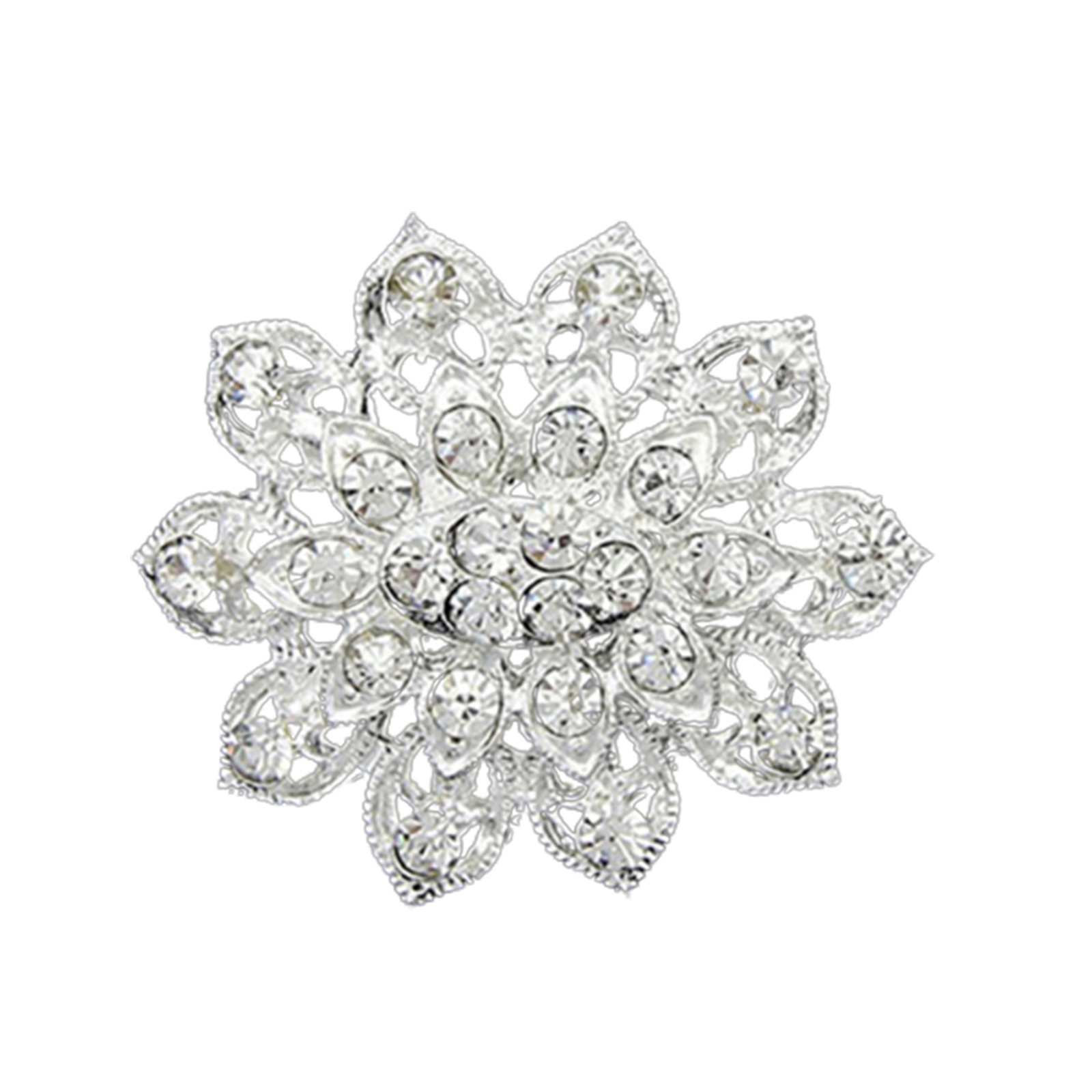 Badge Shiny Anti-rust Flower Heart Silver Plated Brooch Pin Silver ...