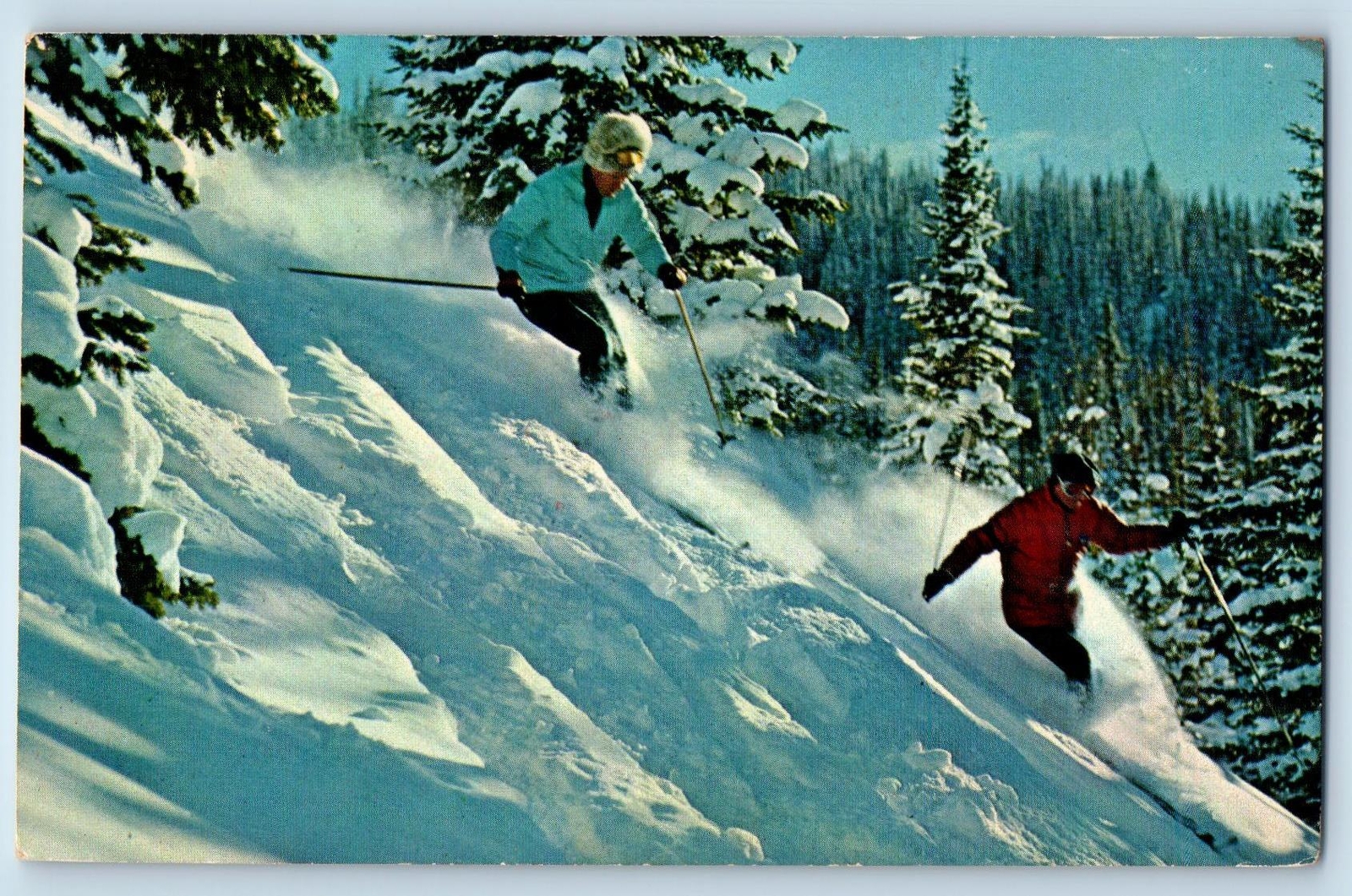 Vail Colorado CO Postcard Powder Snow Skiing Vail Pass Summit c1960s ...