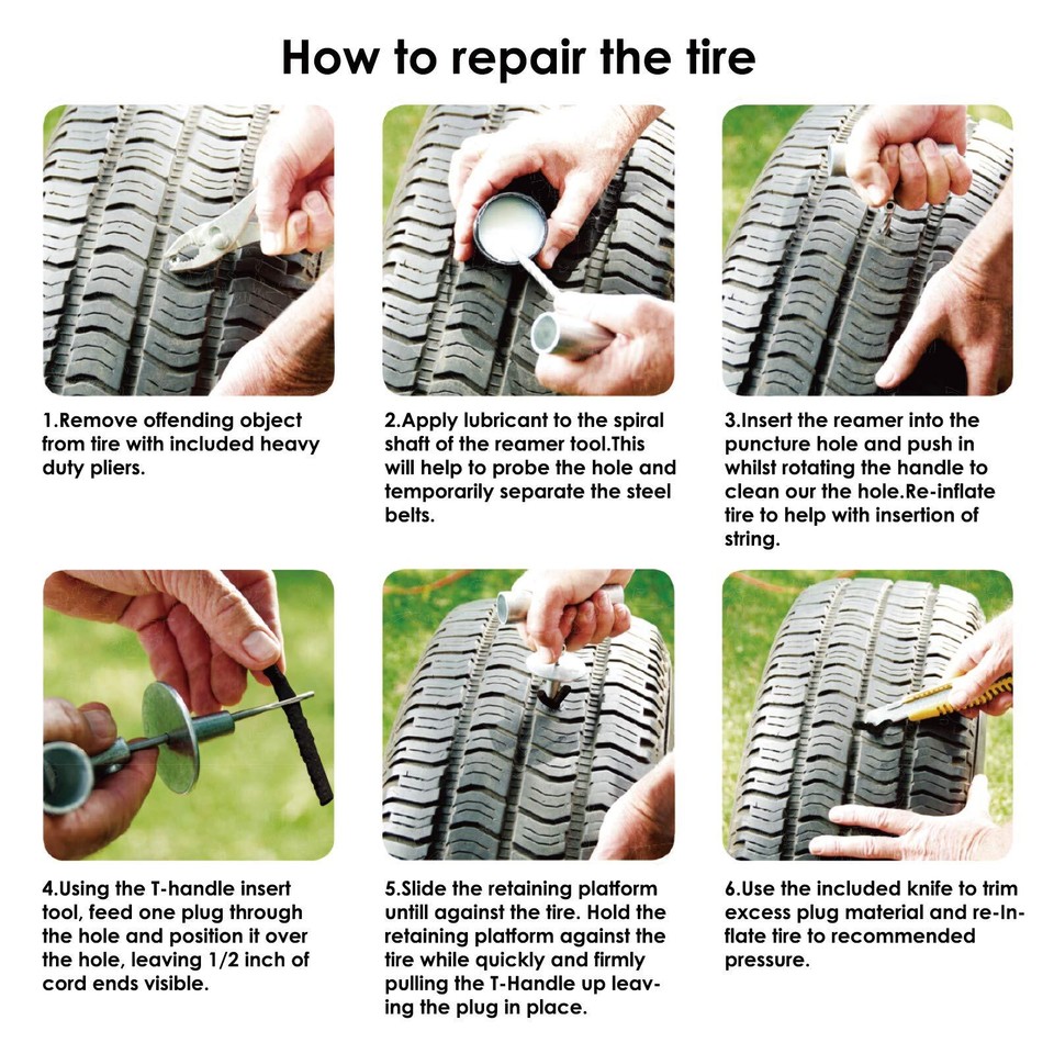 Tire Repair Kit, 87pcs Tire Patch Kit with Plugs to Fix Punctures and ...