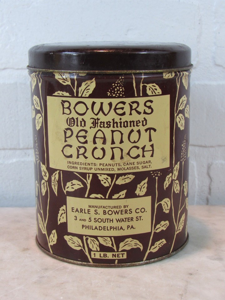 Bowers Old Fashioned Peanut Crunch Tin String Holder Earle S Bowers ...