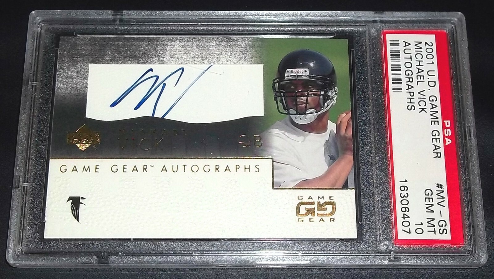 RARE POP 4 PSA 10 Rc Michael Vick Auto 2001 UD Game Gear Rookie Signed ...