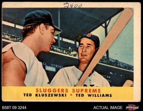 1958 Topps #321 Ted Williams Sluggers Supreme Red Sox / Reds HOF 1.5 ...