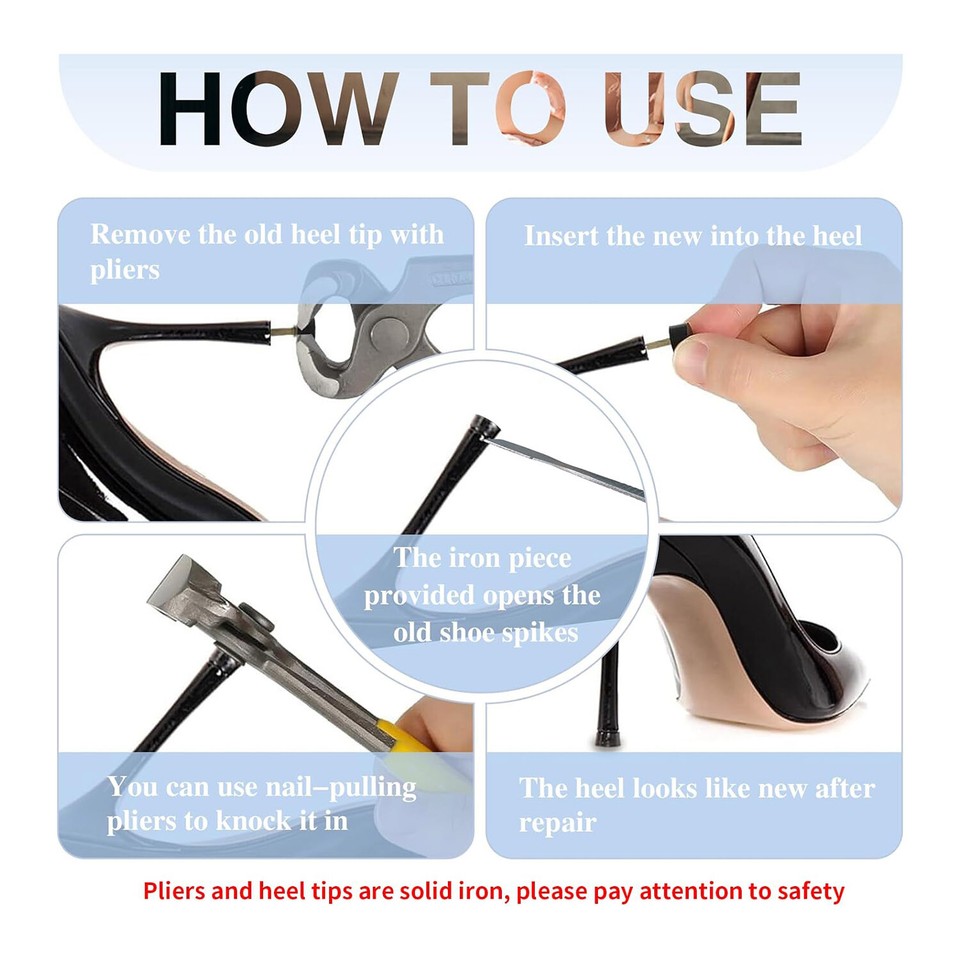 High Heel Replacement Tips, Shoe Heel Repair,40 Pairs of Heel Caps in ...