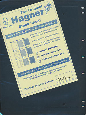 25 HAGNER 1 POCKET BLACK STOCK SHEETS - 5 PACKAGES OF 5 - 1 ROW SINGLE ...