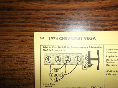 1974 Chevrolet Chevy Vega FOUR Series Models 140 CI L4 2BBL Tune Up ...