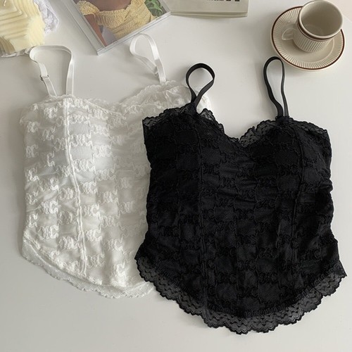 Embossed Lace Jacquard Tank Top Retro Lace Base Top Women | eBay