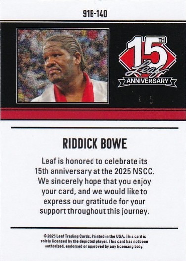 RIDDICK BOWE - 2025 Leaf NSCC National Convention #4/5 | eBay