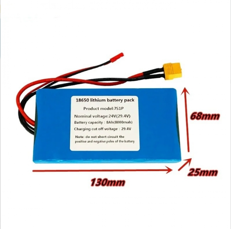 24V 7S1P 8000mAh Li-lon battery pack suitable for scooters, toys, and ...
