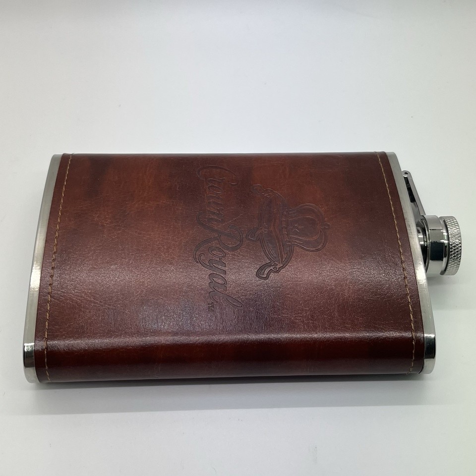 CROWN ROYAL Whiskey Flask 8oz Limited Edition Signature Leather **BRAND ...