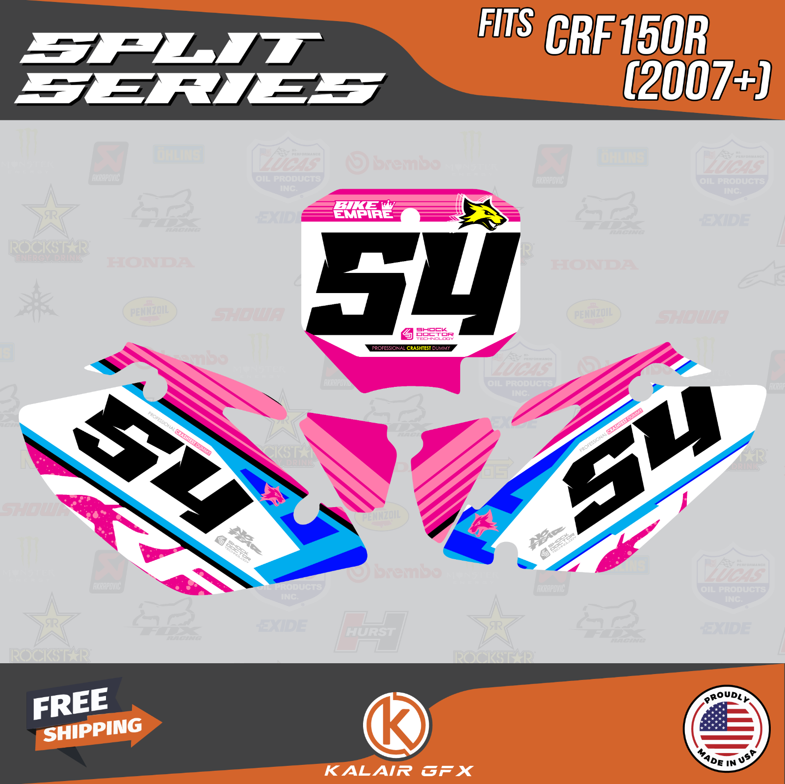 Graphics Kit for Honda CRF150R (2007-2023) CRF 150R Split Series - Pink ...