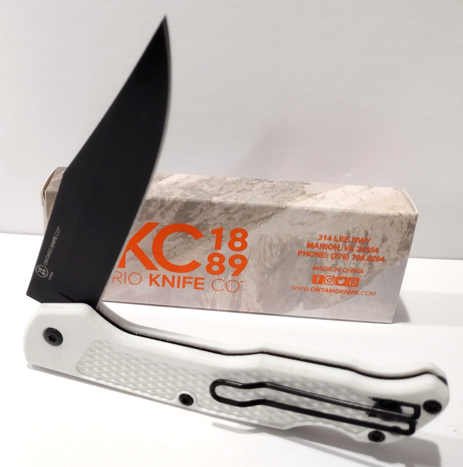 Ontario Knife Company OKC Camp Plus White Frost Lockback Folding Pocket ...
