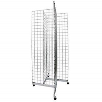 2' x 6' Grid Panel 4-Sided Floorstanding Display with Rolling Base ...