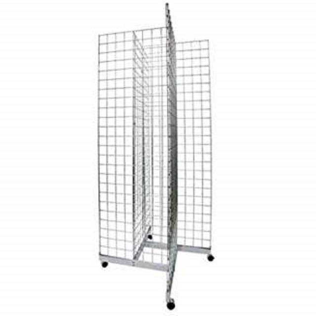 2' x 6' Grid Panel 4-Sided Floorstanding Display with Rolling Base ...