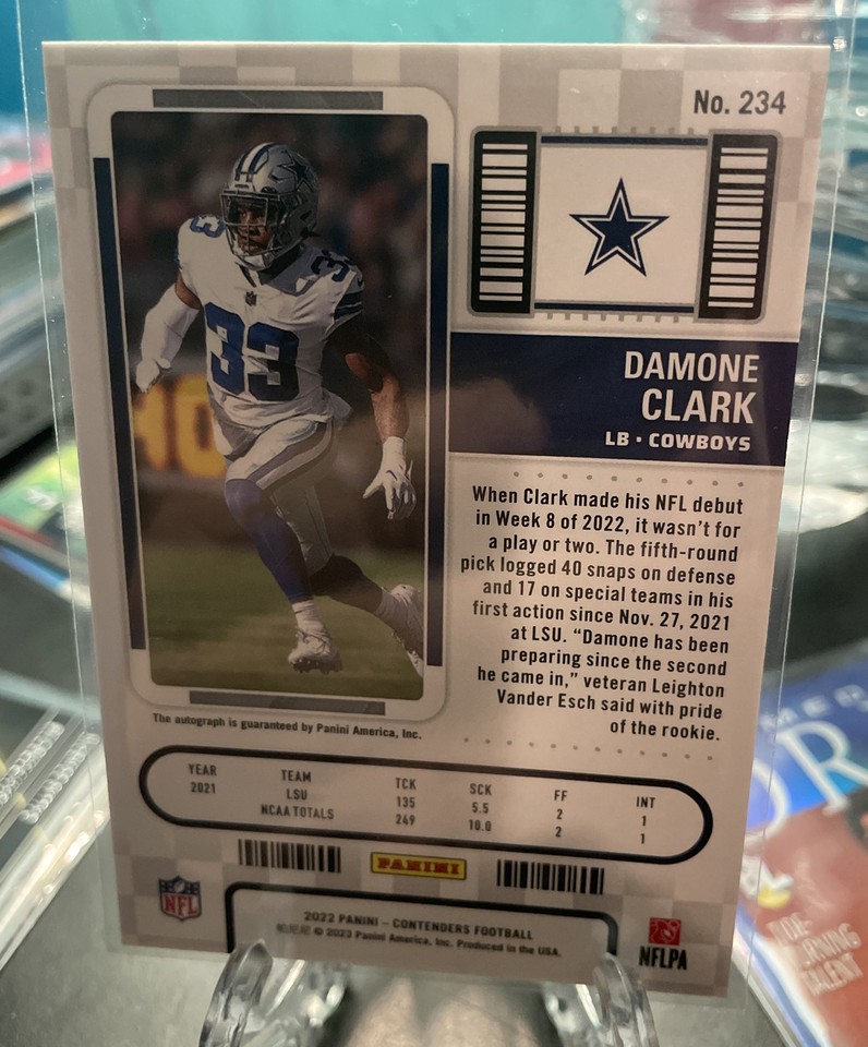 Damone Clark 2022 Panini Contenders Rookie Ticket Signed Auto RC SP ...