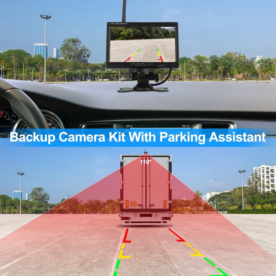 Wireless Backup Rear View Camera System Car 7" Monitor Night Vision For ...