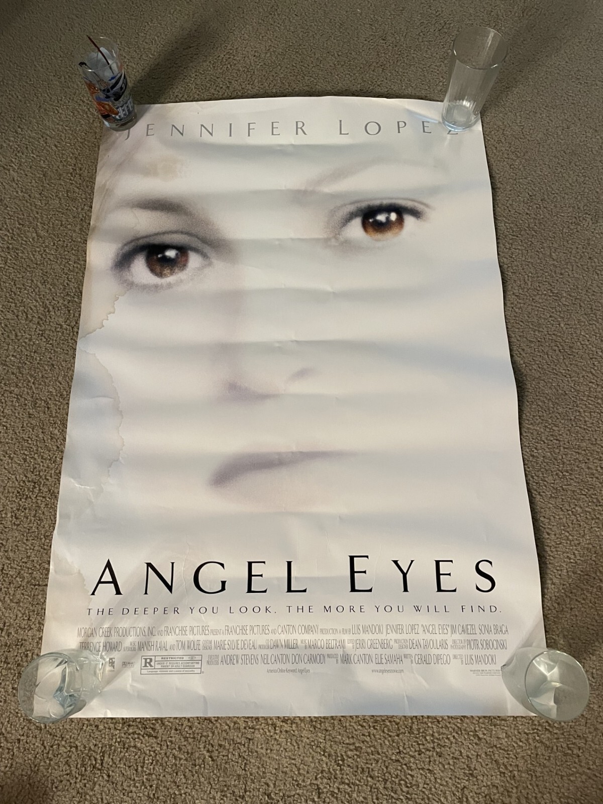 Vintage 2001 "ANGEL EYES" MOVIE POSTER 2-SIDED SHEET JENNIFER LOPEZ | eBay