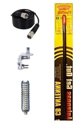 NEW FIRESTIK KW2, KW2 B 2FT BLACK CB ANTENNA, 9FT COAX, MOUNT, SPRING ...