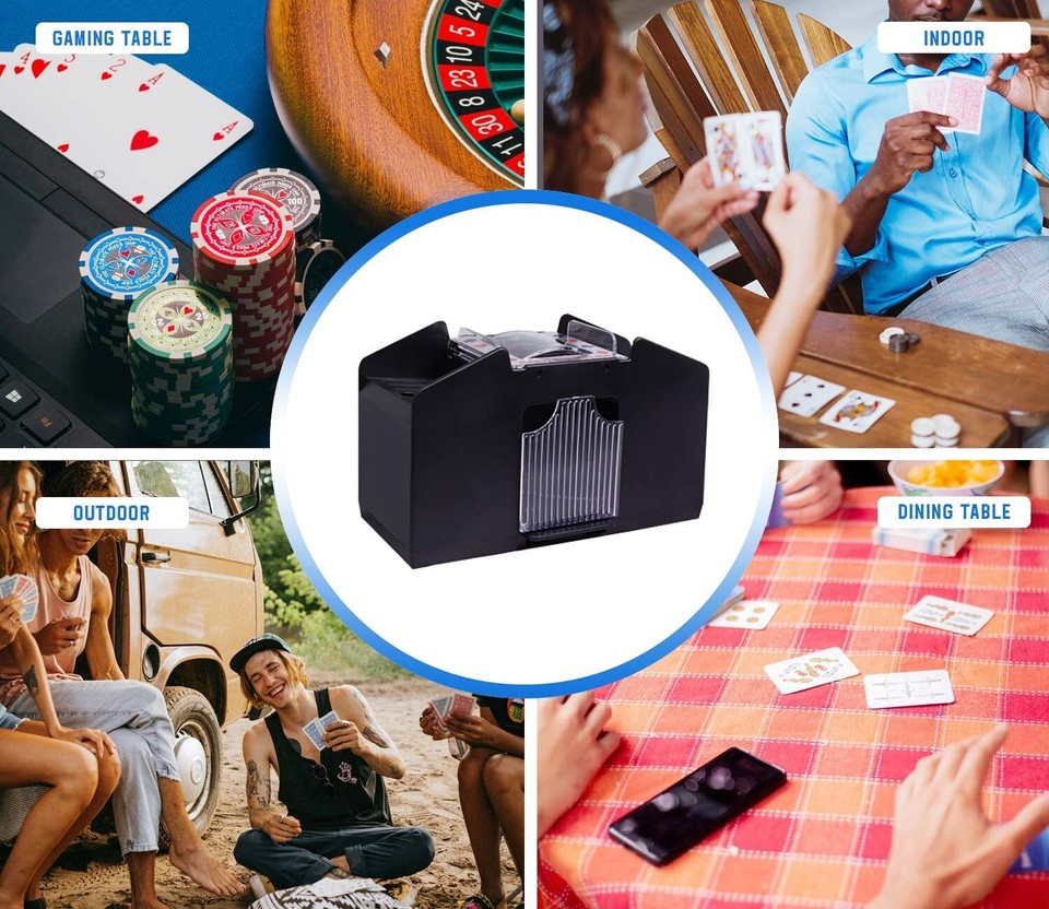 4-Deck Casino Automatic Card Shuffler for Blackjack, UNO, Poker Card ...