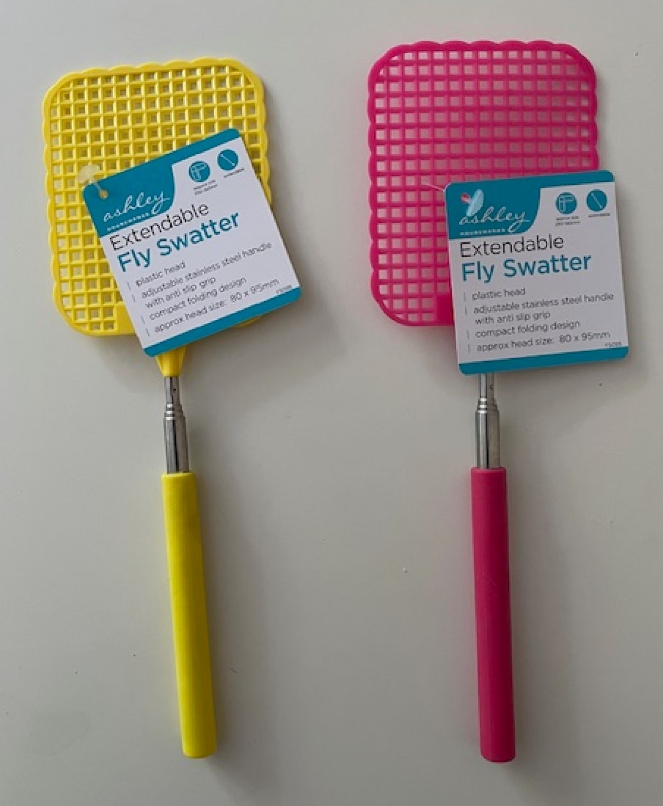 SET OF 2 EXTENDABLE TELESCOPIC FLY SWATTER -INSECT SWAT-FLIES MOSQUITO ...