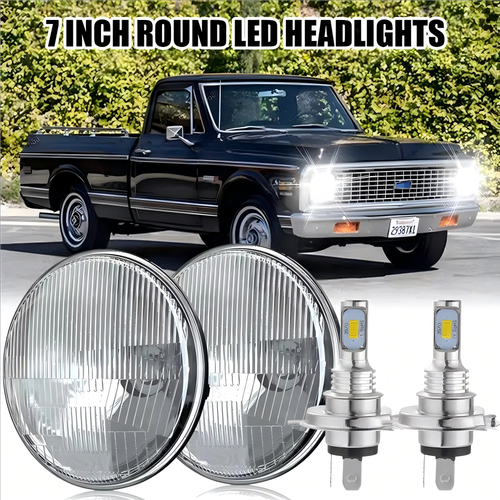 7 Inch led GLASS Headlight Round, ORIGINAL CLASSIC LOOK conversion ...