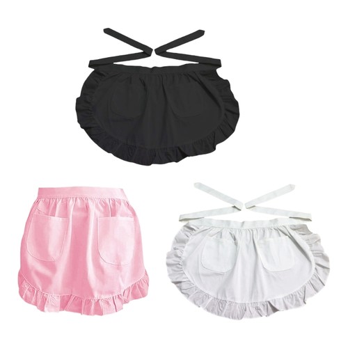 Vintage Frilly Apron with Pockets Adjustable Long Strap for Cooking and ...